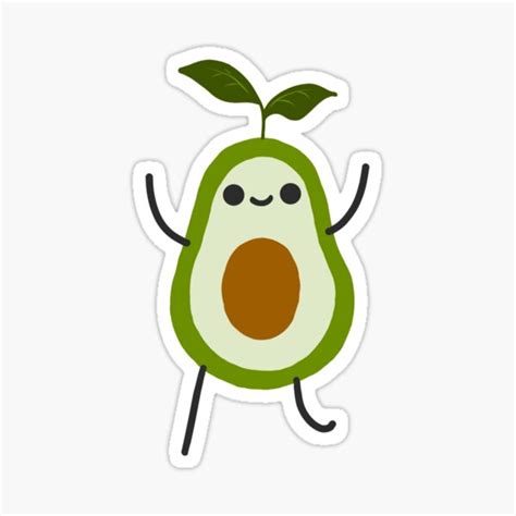 Happy Avocado Sticker By Bubuart Redbubble