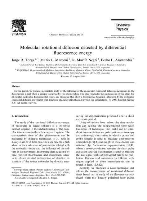 Pdf Molecular Rotational Diffusion Detected By Differential