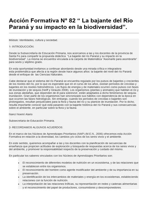 Acción Formativa N 82 Pdf Red Alimentaria Depredación