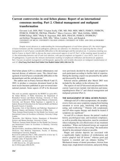 Current Controversies In Oral Lichen Planus Surgical Dentistryinfo