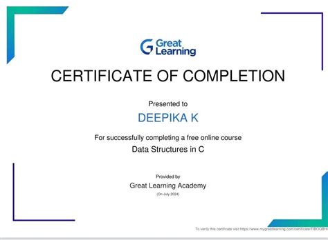 Deepika K On Linkedin 🌟 Completed Data Structures In C Course At Great Learning Academy 🌟