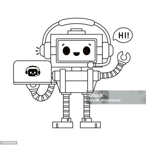 Vecteur Mignon Centre Dappels Robot Dessin Animé Illustration Isolé