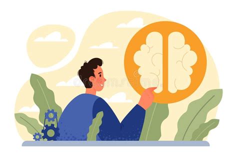Thinking Process Character Full Of Thoughts Searching For An Answer Stock Vector Illustration