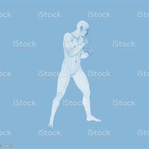 복 서입니다 남자 남자 다각형 디자인의 3d 모델을 싸우고 스포츠 기호입니다 벡터 일러스트입니다 3차원 형태에 대한 스톡 벡터