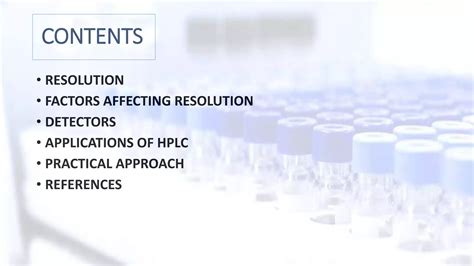 Resolution And Applications Of Hplc Pptx Physics Science