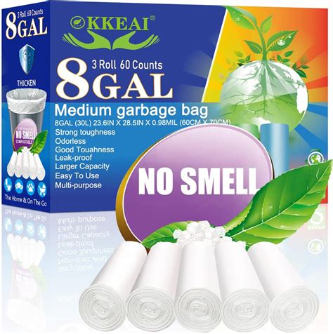 Okkeai Bolsas De Basura Medianas De 30 Litros Bolsas De Basura Blancas