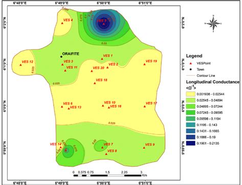 Contour Map Of Longitudinal Conductance Showing Its Distribution In The
