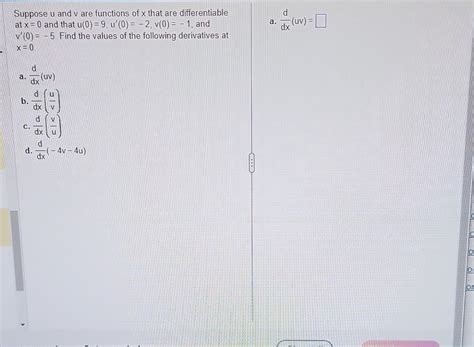 Solved Suppose U And V Are Functions Of X That Are Chegg Com