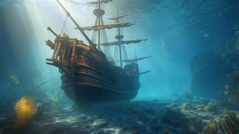Premium Photo Pirate Ship Sunk Under Water