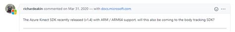 Is Azure Kinect Body Tracking Sdk Supported With Arm64 Microsoft Qanda