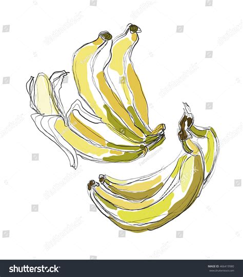 Set Cartoon Yellow Bananas Freehand Drawing Stock Vector Royalty Free