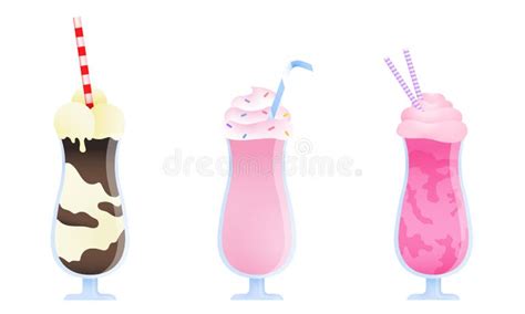 Set Different Milkshakes Stock Illustrations 81 Set Different