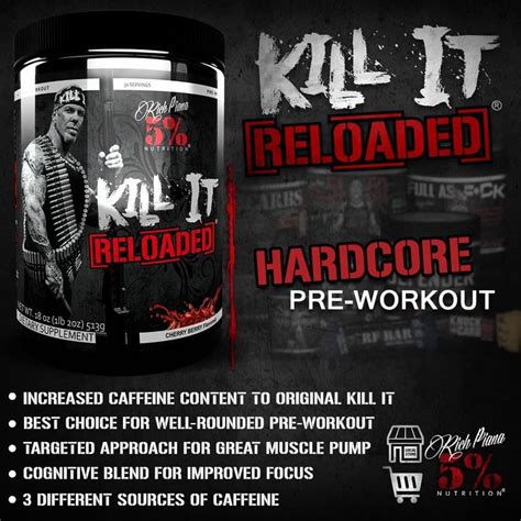 5 Nutrition Rich Piana Kill It Pre Workout Powder Wcreatine Jitter