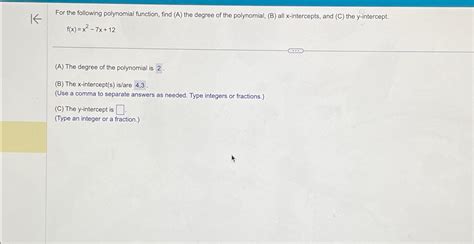 solved for the following polynomial function find a ﻿the