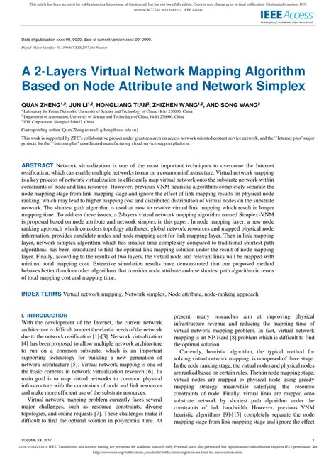 Pdf A 2 Layers Virtual Network Mapping Algorithm Based On Node