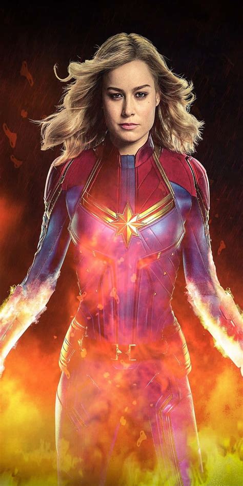 Download Pixel 3 Fiery Captain Marvel Background