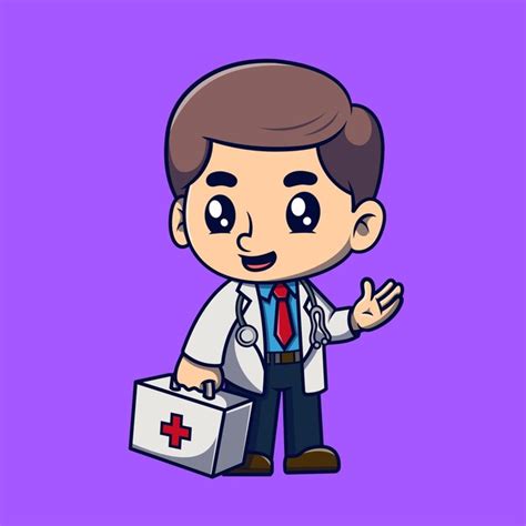 Leuke Dokter Met Een Veiligheidszak Cartoon Illustratie Studie Icoon