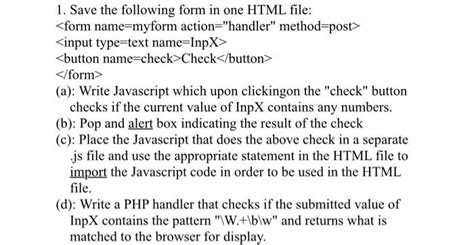 Solved 1 Save The Following Form In One HTML File