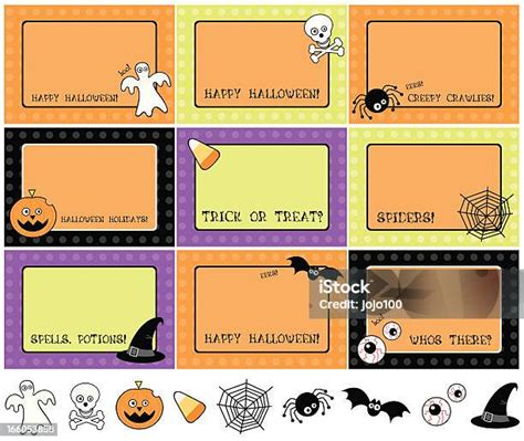 Ikon Halloween Dan Label Undangan Ilustrasi Stok Unduh Gambar