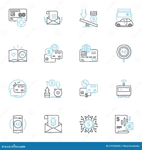 electronic transactions linear icons set digital payment virtual