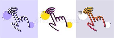Hand Cursor Line Icon Click Action Sign Halftone Dotted Pattern