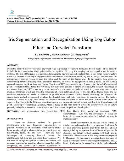 Pdf Iris Segmentation And Recognization Using Log Gabor Filter And