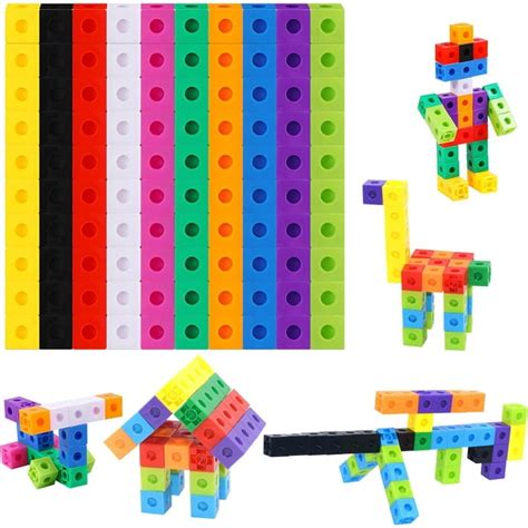 Math Linking Cubes Set Of 100 Math Cubes Manipulative Connecting And Counting Snap Blocks For