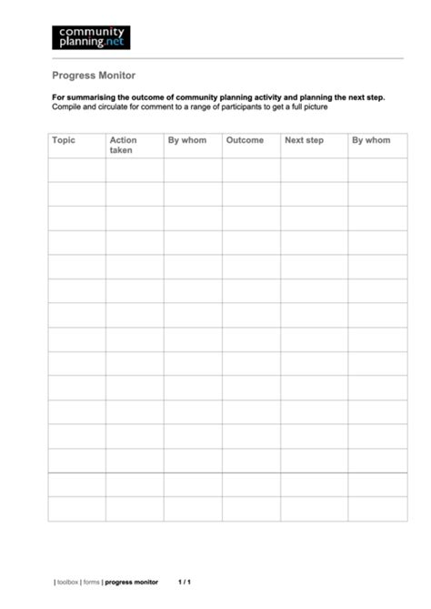 Progress Monitor Blank Printable Pdf Download