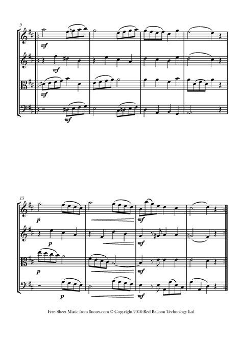 Mozart Twelve Duets K487 No10 Sheet Music For String Quartet
