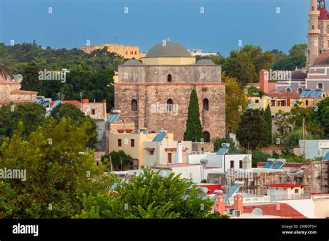 Aerial View Of The Historical Old Part Of The City At Sunset Rhodes