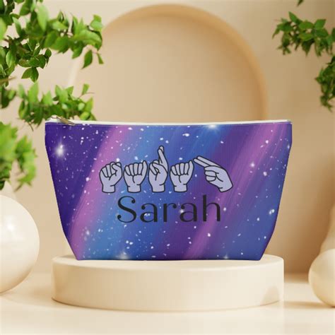 ASL Gift ASL Cosmetic Bag Sign Language Gifts Interpreter Gifs ASL Name Galaxy Makeup Bag