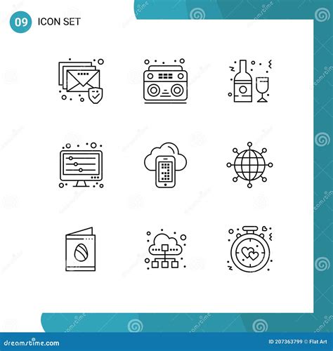 Modern Set Of 16 Outlines Pictograph Of Chinese Trends Mobile Graph
