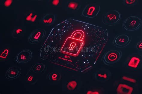 Secure Digital Interface With Padlock And Warning Icons For Online