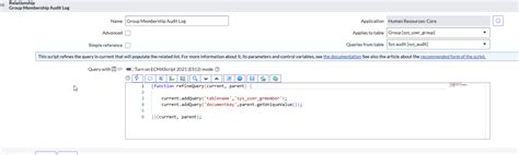 servicenow group membership audit log for hrsd incident do