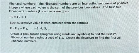 Solved Fibonacci Numbers The Fibonacci Numbers Are An Interesting