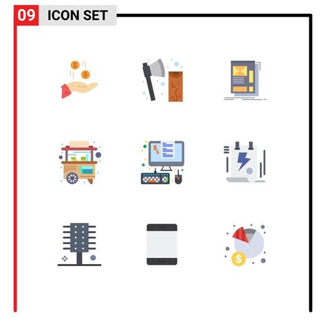 User Interface Pack Of 9 Basic Flat Colors Of Street Food Tool Development Web Editable Vector