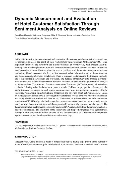 Pdf Dynamic Measurement And Evaluation Of Hotel Customer Satisfaction Through Sentiment