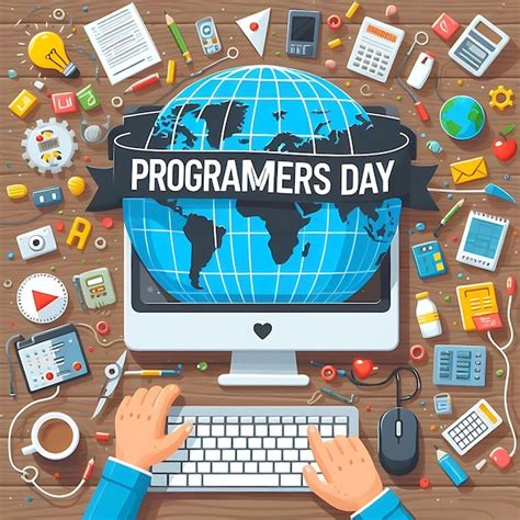 World Programmers Day A Poster Of A Computer With A World Of Diagrams