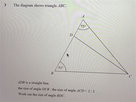Solved 3 The Diagram Shows Triangle ABC ADB Is A Straight Line The