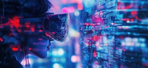 Virtual Reality Experience With Futuristic Technology And Data