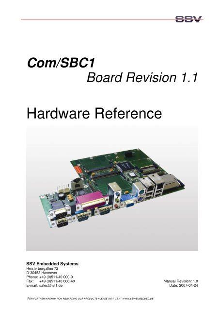 Hardware Reference Comsbc1 Ssv Software Systems