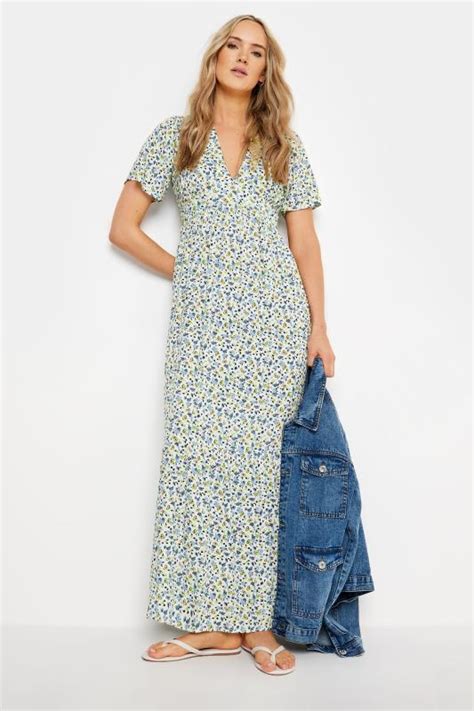 Lts Tall Womens Blue Ditsy Floral Print Maxi Dress Long Tall Sally