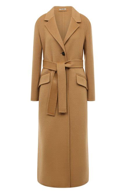 Женское бежевое шерстяное пальто Miu Miu купить в интернет магазине ЦУМ арт Ms1824 03h F0040