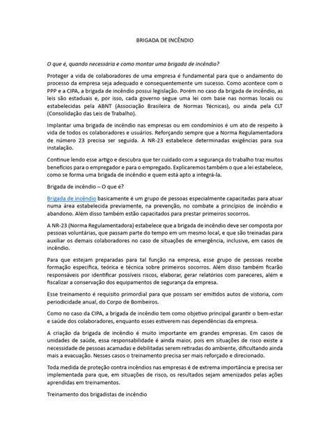 Brigada De Incêndio Pdf