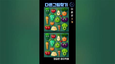 집중해야만 보이는 다른 부분 3곳 100세 뇌건강을 위한 두뇌운동을 함께해보세요 Youtube