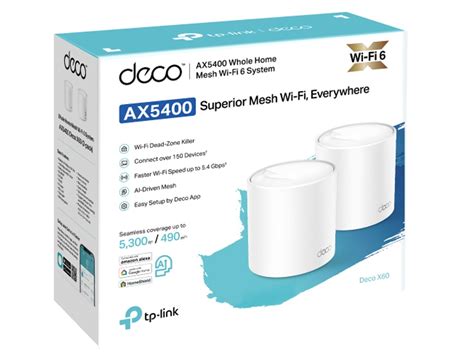 Tp Link Deco X60 V3 2 Ax5400 Whole Home Mesh Wi Fi 6 System 2 Pack