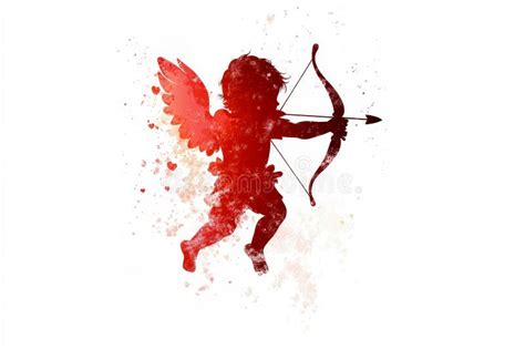 Red Cupid With Bow And Arrow Illustration Stock Illustration