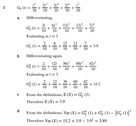 9231 Statistics Probability Generating Functions Exercise 2 Maths