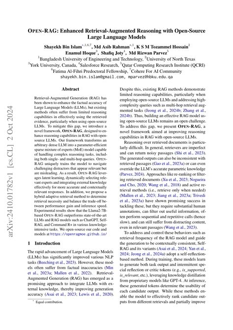 Pdf Open Rag Enhanced Retrieval Augmented Reasoning With Open Source