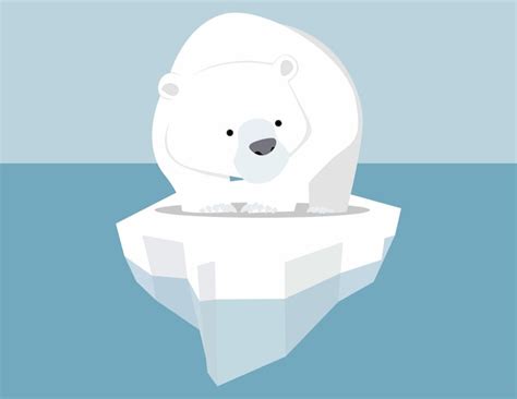 Um urso polar está em um pedaço de gelo na frente de um fundo azul